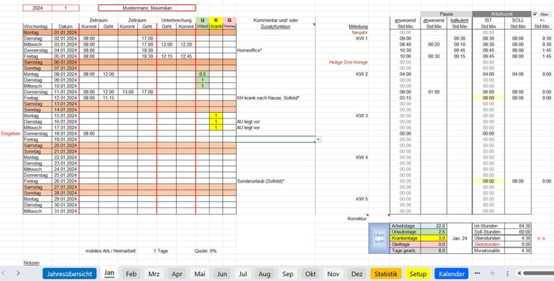 Arbeitszeitverwaltung advanced – 2024/ 2025