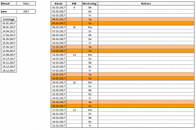 Monatsplanung mit Excel